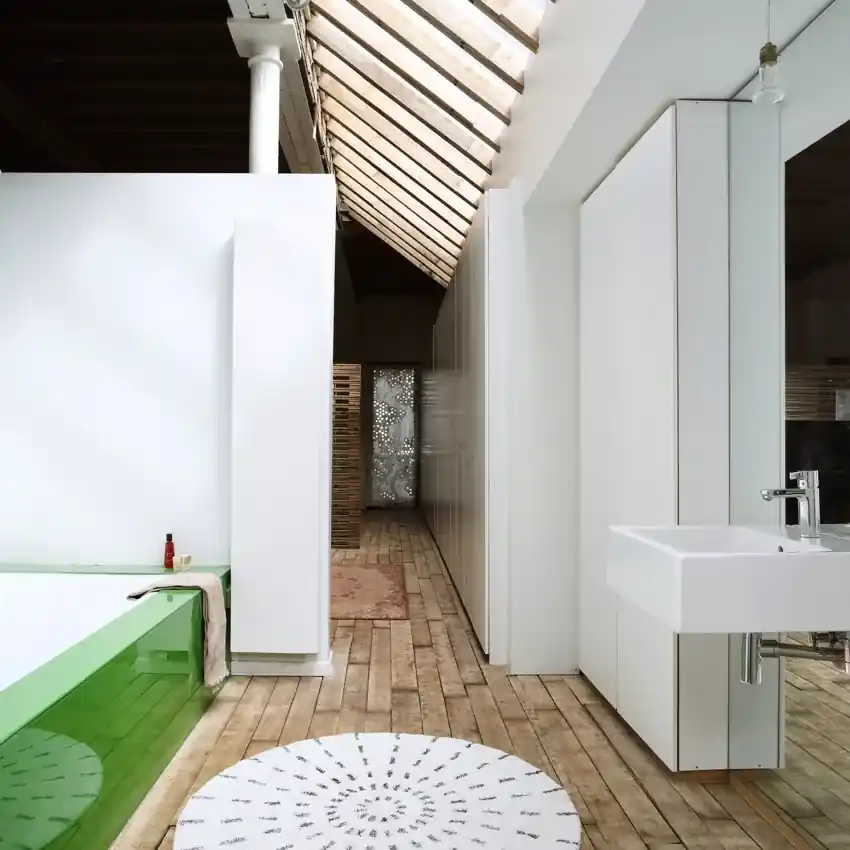 Kulatá bavlněná koupelnová předložka Swirl - Ø 120cm | BIANO