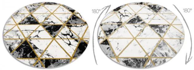 Koberec EMERALD exkluzivní 1020 kruh - glamour, marmur, trojúhelníky černý/zlatý