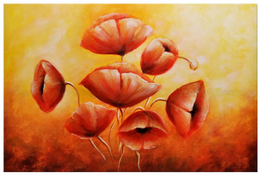 Gario Ručně malovaný obraz Červené máky Rozměry: 100 x 70 cm