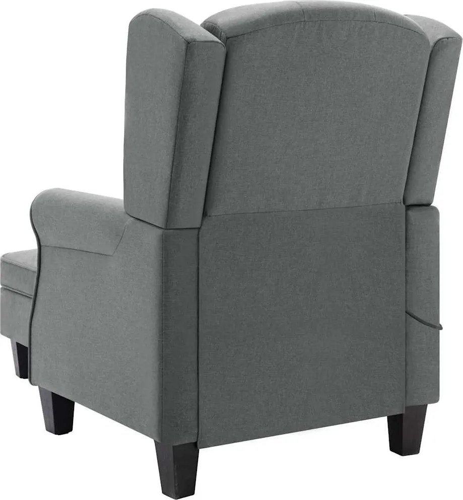 Masážní křeslo s podnožkou světle šedé textil 320161