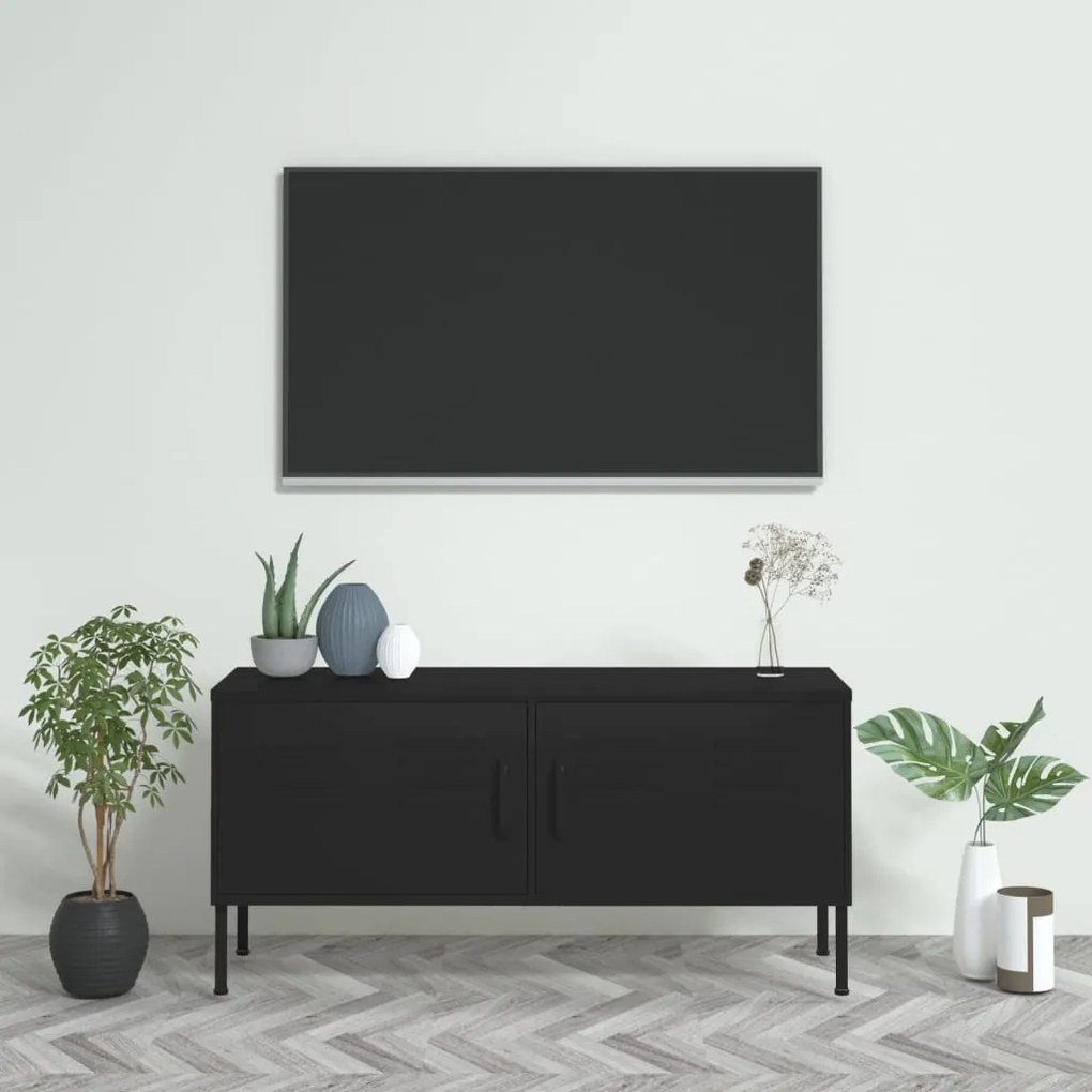 TV skříňka černá 105 x 35 x 50 cm ocel
