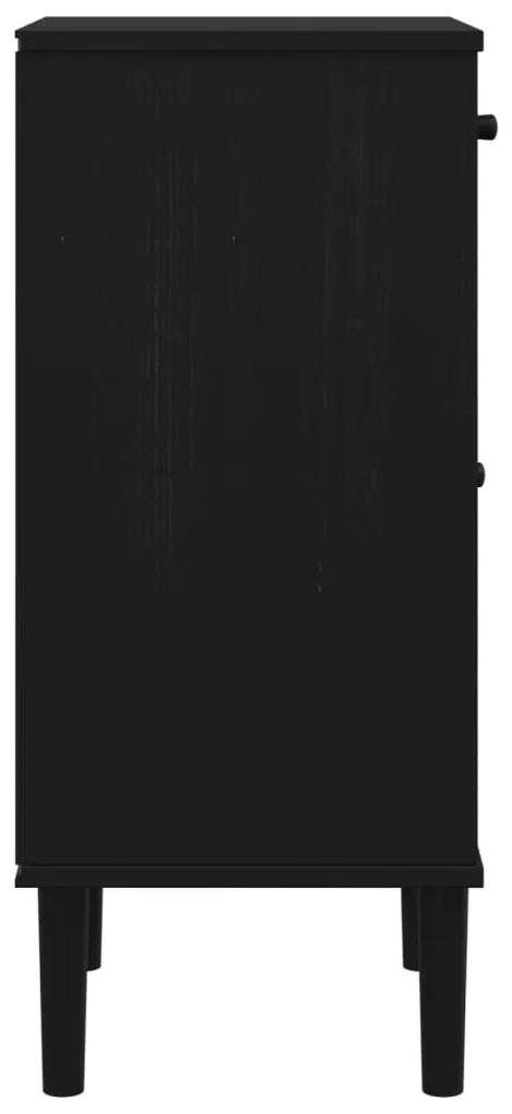 Noční stolek SENJA ratanový vzhled černý 40x35x80 cm borovice - Default Title