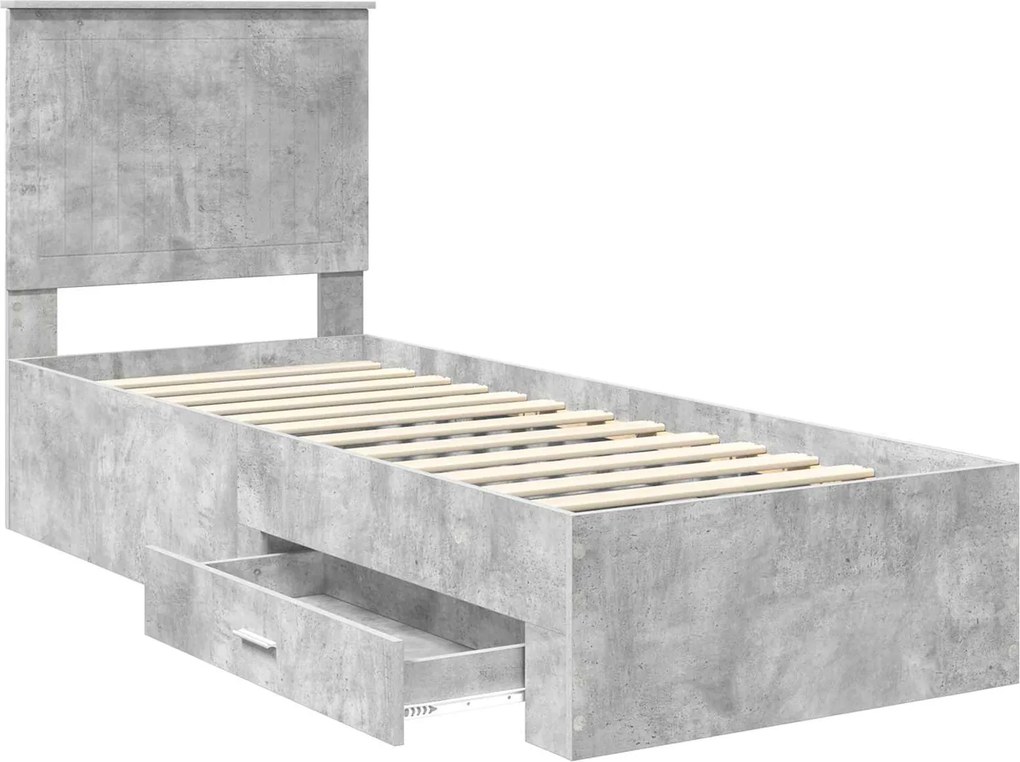 Rám postele se zásuvkou Betonově šedá a stříbrná 70 x 190 cm 3411371