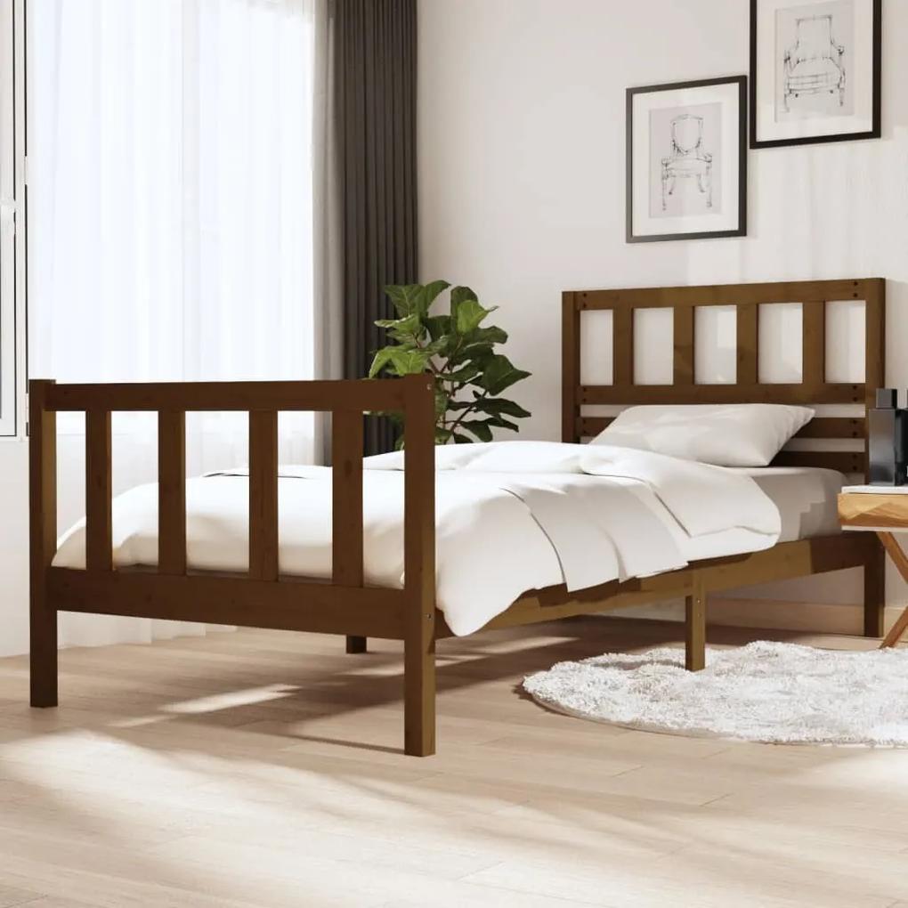 3101146 vidaXL Rám postele medově hnědý masivní dřevo 100 x 200 cm