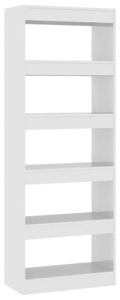Petromila Knihovna/dělicí stěna bílá vysoký lesk 60x30x166 cm dřevotříska