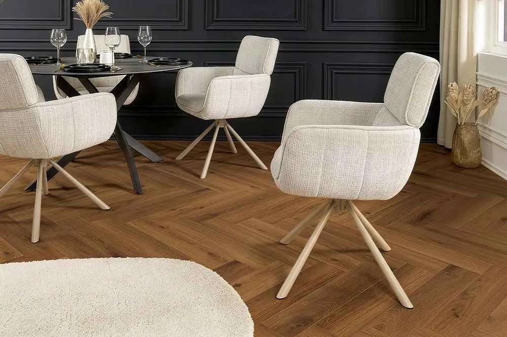 Designová otočná židle Parthenia šampaňská béžová