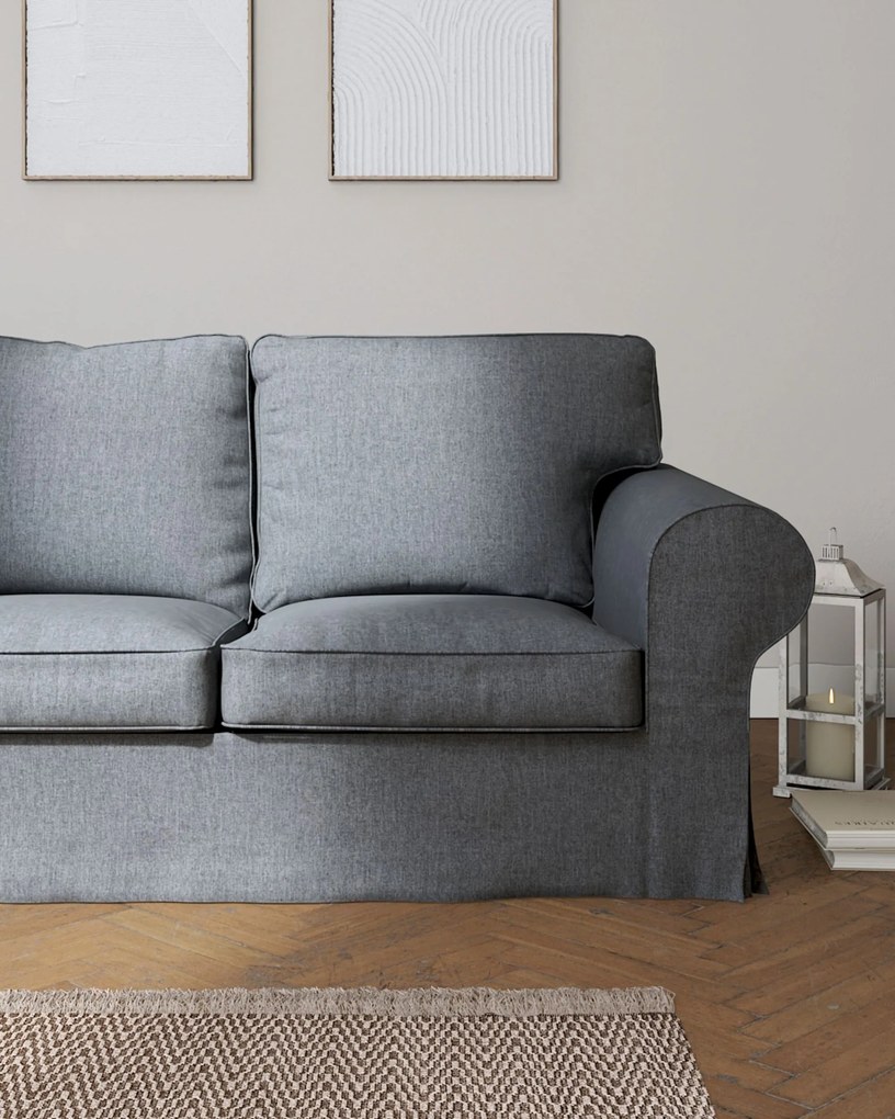 Potah na pohovku IKEA Ektorp 3-místná, nerozkládací barva šedá látka pletený vzor