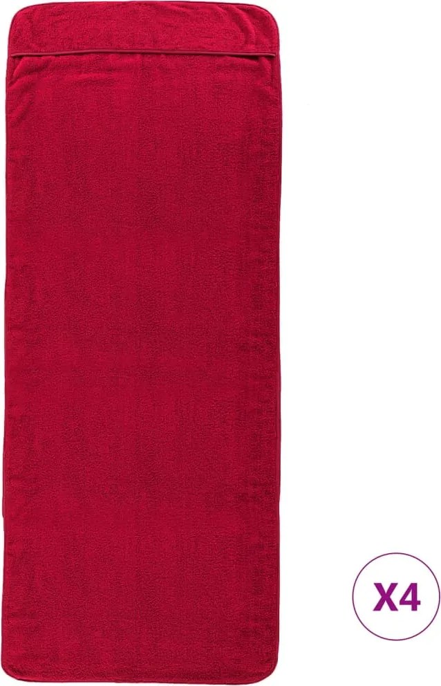 Plážové osušky 4 ks vínové 60 x 135 cm textil 400 GSM 3157056