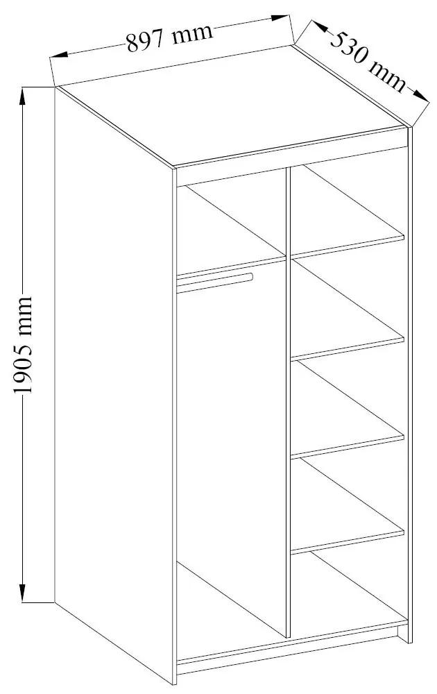 Šatní skříň ELENA 2D | 89,7 cm | bílá