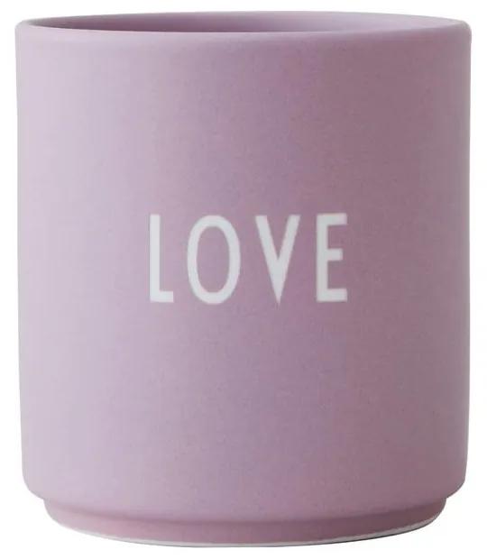 Levandulově fialový porcelánový hrnek Design Letters Favourite Love