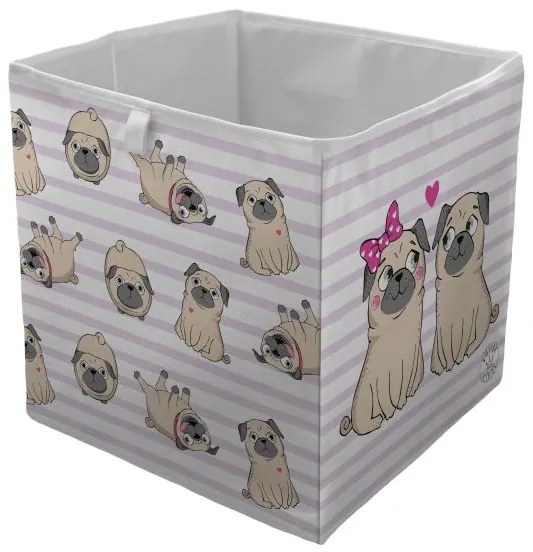 Úložná krabice playful pugs, 32x32cm