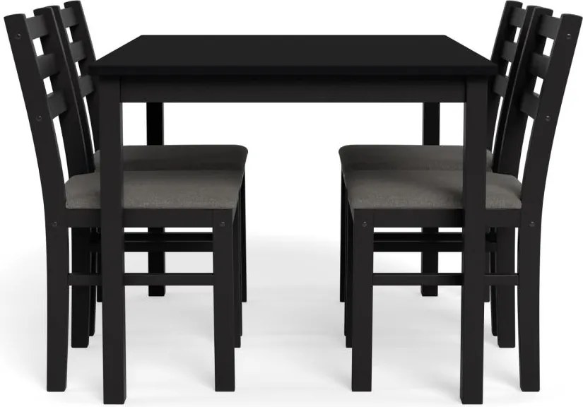 ACTONA Jídelní set stolu a čtyř židlí ALICANTE černý 110x70 cm