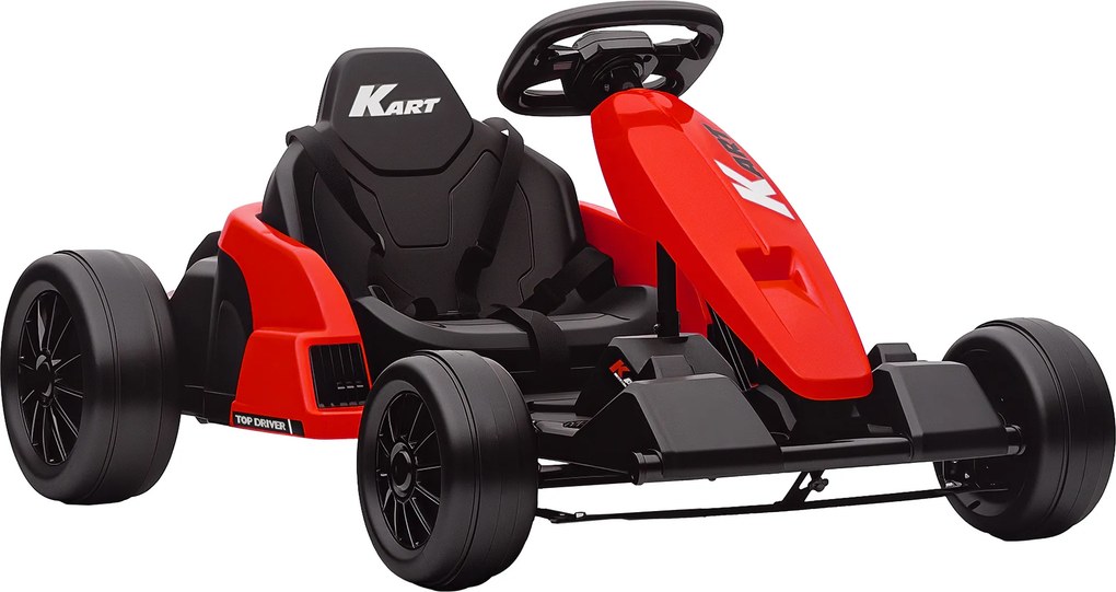 AIYAPLAY 24 V elektrické Go-Kart pro děti do 18 km/h, Gokart s drift funkcí, drift-kart s 2 motory, nastavitelná sedačka, červená