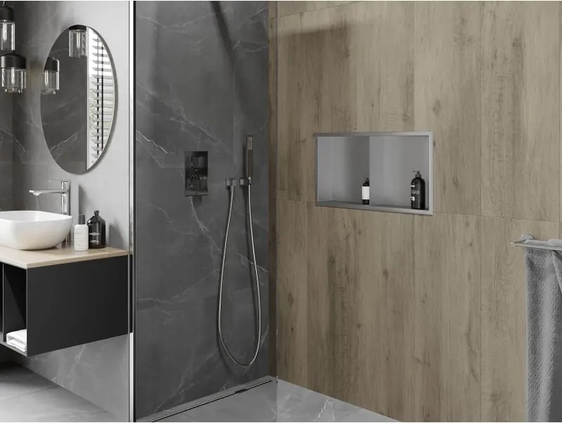 Mexen X-Wall-R nástěnná polička s límcem a policí 60 x 30 cm, inox - 1910603010S