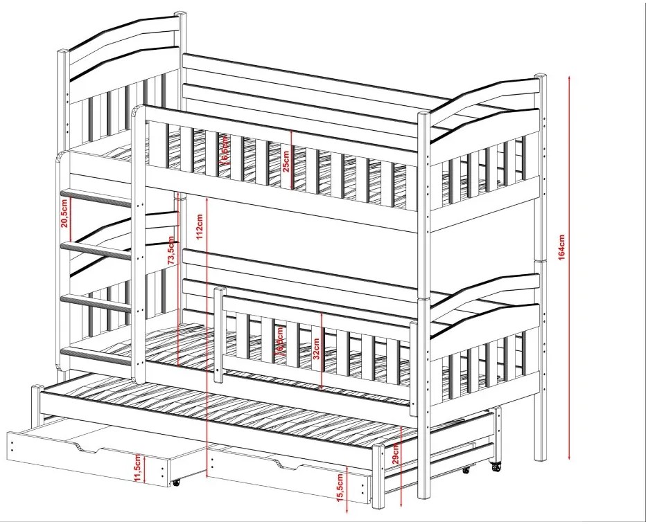 Legno Dětská patrová postel Blanka olivová Rozměr (cm): 80x200