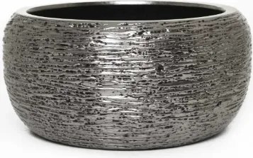 Kulatý květináč POTTA, sklolaminát, průměr 31 x výška 13 cm, stříbrná