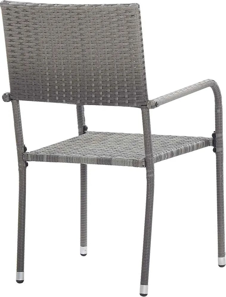 3dílný zahradní jídelní set polyratan šedý 3072488