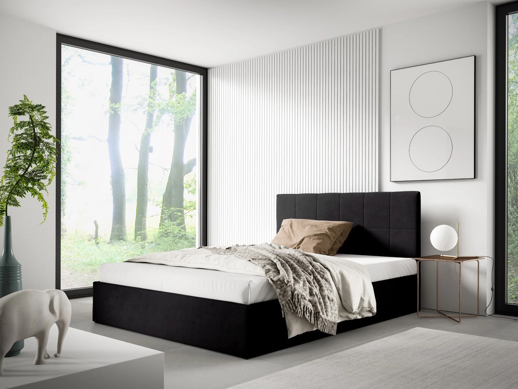 Eka Čalouněná postel SMART 160x200 cm Barva látky Trinity: (2315) Tmavá šedá, Úložný prostor: Bez úložného prostoru