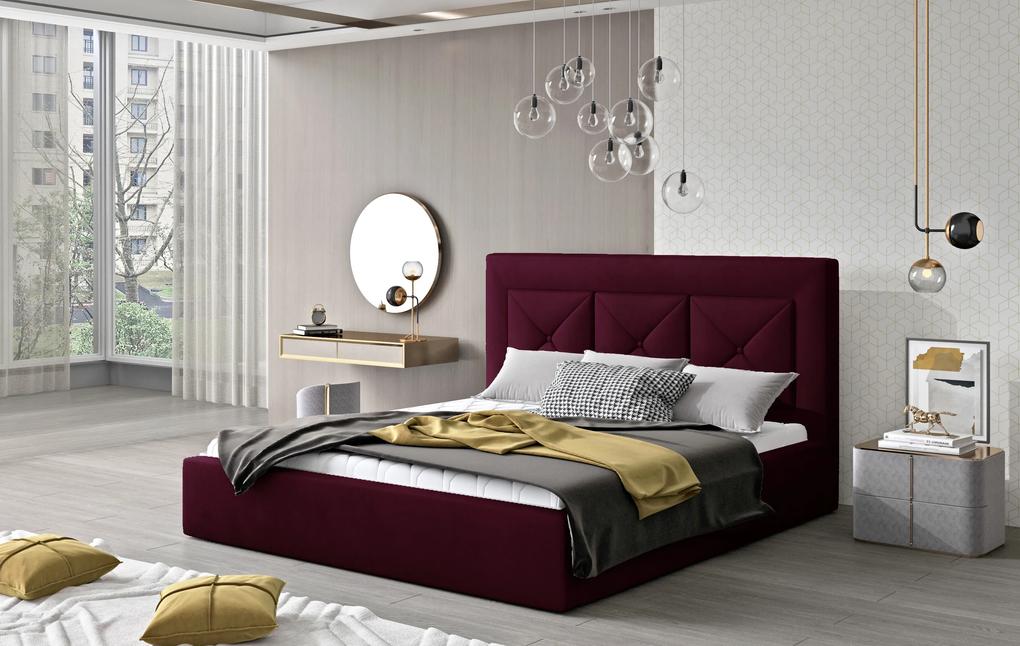 Eltap Čalouněná postel Cloe s úložným prostorem Materiál a barva potahu: Mat Velvet 68 - tmavě fialová, Rozměry (cm): 140x200