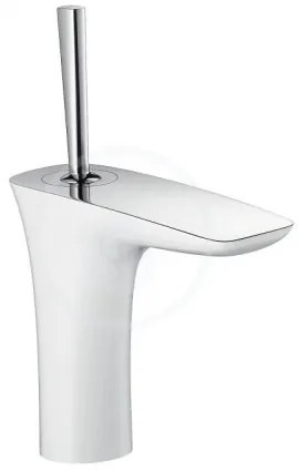 Hansgrohe PuraVida - Páková umyvadlová baterie 110 s odtokovou soupravou Push-Open, bílá/chrom, 15070400