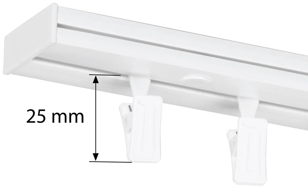 Dekodum Stropní kolejnice z PVC dvouřadá bílá Délka: 190 cm, Typ přichycení: žabky