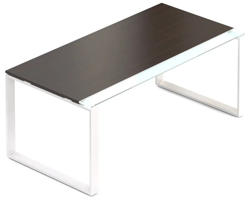 Stůl Creator 180 x 90 cm, bílá podnož, 2 nohy, wenge