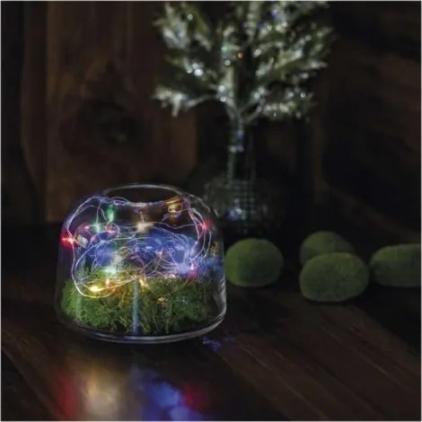Vánoční osvětlení EMOS D3AM04 ZY1951 20LED nano řetěz stříbrný 1,9m 2xAA multicolor s časovačem
