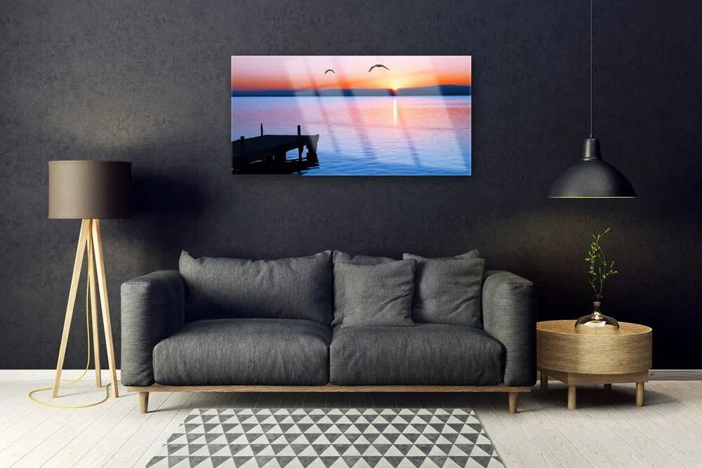 akrylový obraz Moře Molo Slunce Krajina 100x50 cm