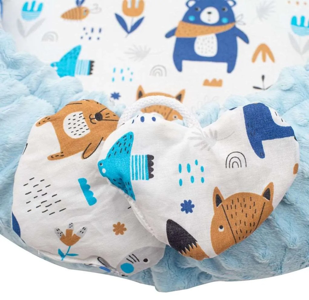 Luxusní hnízdečko s polštářkem a peřinkou New Baby z Minky modré