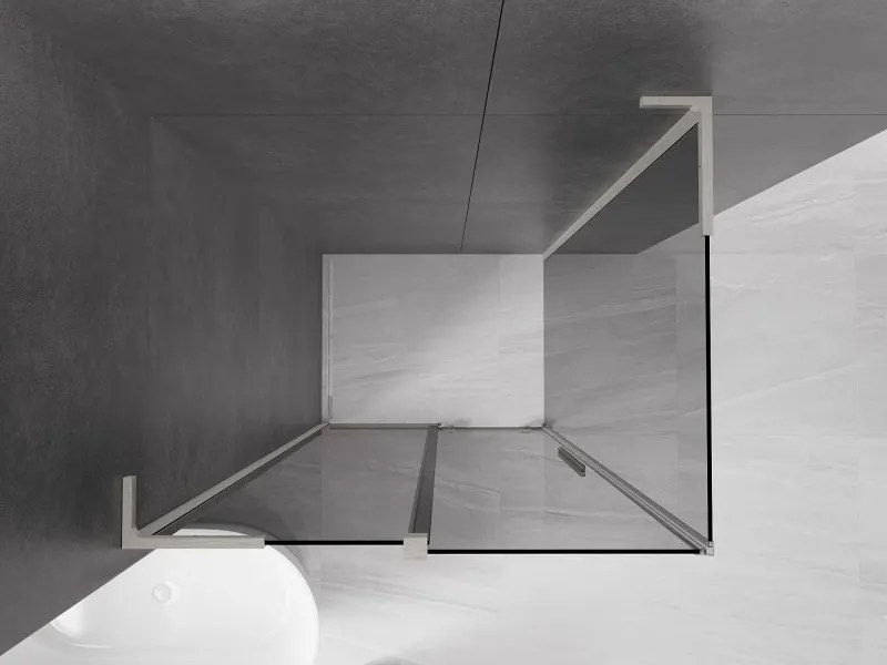 Mexen Velar L, sprchový kout s posuvnými dveřmi 110 x 85 cm, 8mm šedé sklo, broušená ocel, 871-110-085-43-97