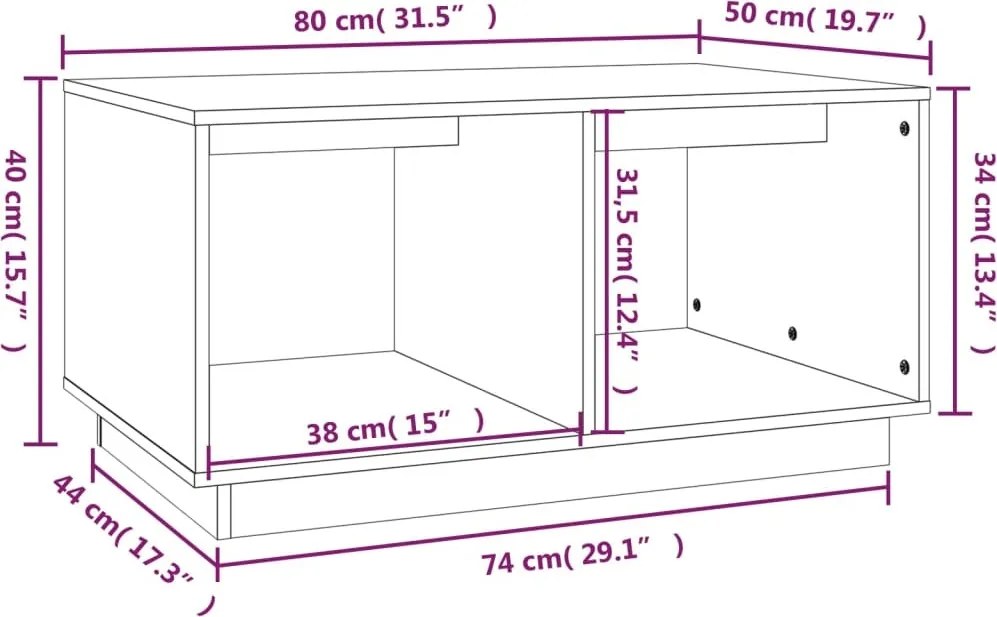 vidaXL Konferenční stolek 80 x 50 x 40 cm masivní borové dřevo [814435] Barva: Bílá