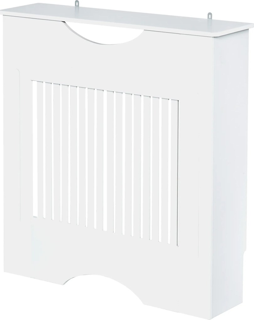 HOMCOM Kryt Radiátoru 78x19x82 cm Moderní MDF Kryt Radiátoru se Skladem Zatížení 10 kg a Protipádovým Zařízením pro Obývací Pokoj Ložnici Bílý