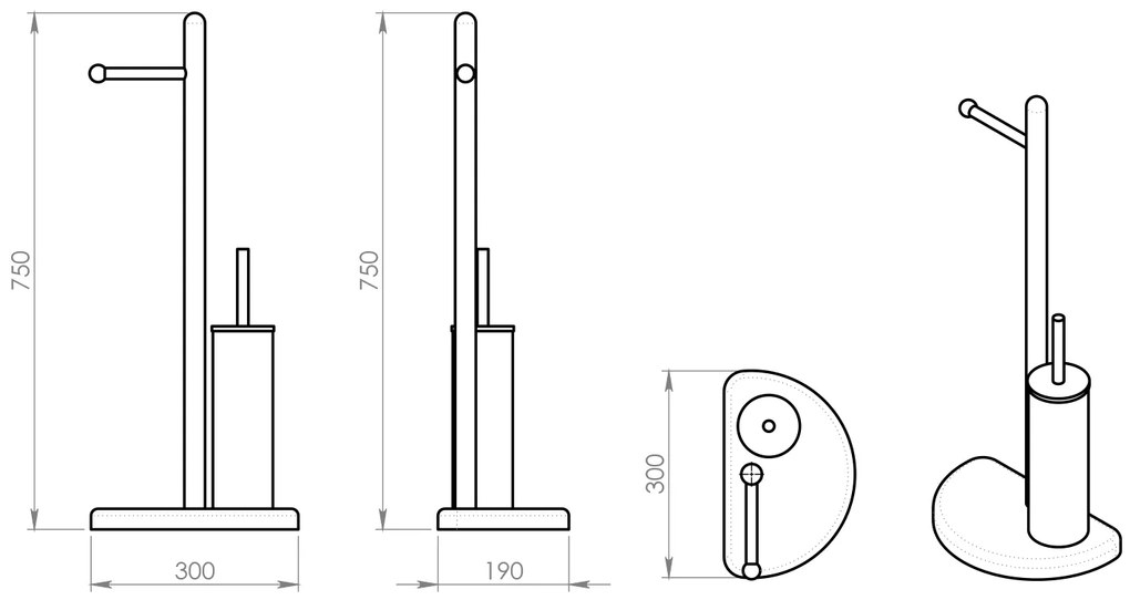Aqualine, HIBISCUS Stojan s držákem na toaletní papír a WC kartáčem, chrom, HI32