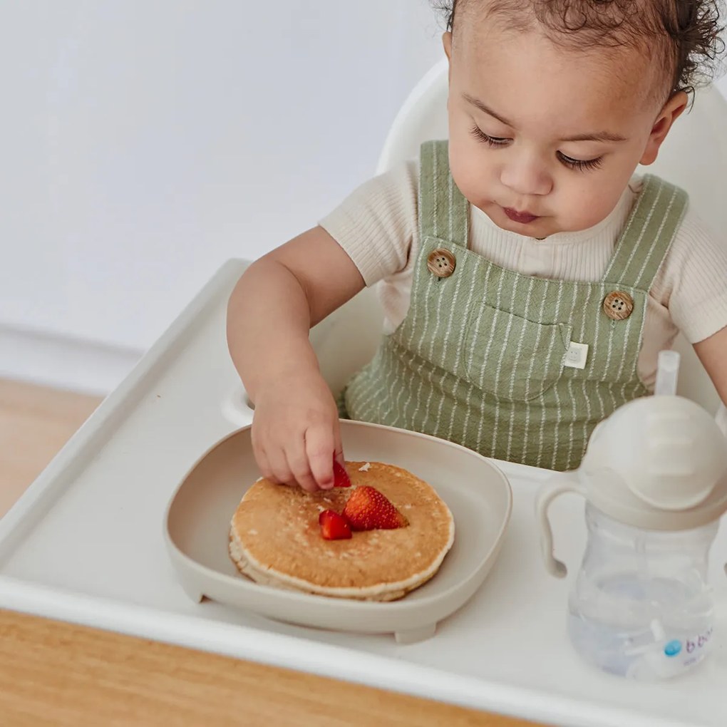 Dělený talířek s přísavkou 2v1 - béžový