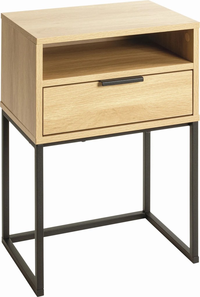 XXXLutz NOČNÍ STOLEK, černá, barvy dubu, 40/60/28 cm - 001931044008