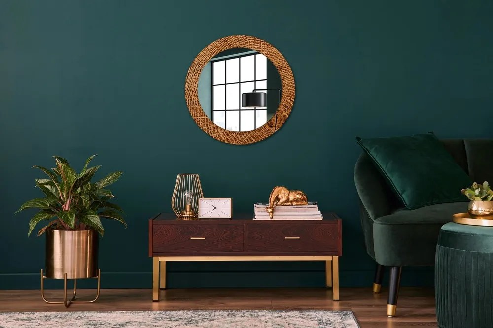 Kulaté dekorativní zrcadlo Dubové dřevo fi 60 cm