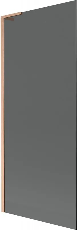 Mexen Next L, 1-křídlová vanová zástěna 80 x 150 cm, 6mm šedé sklo, měděný profil, 895-080-000-03-40-65