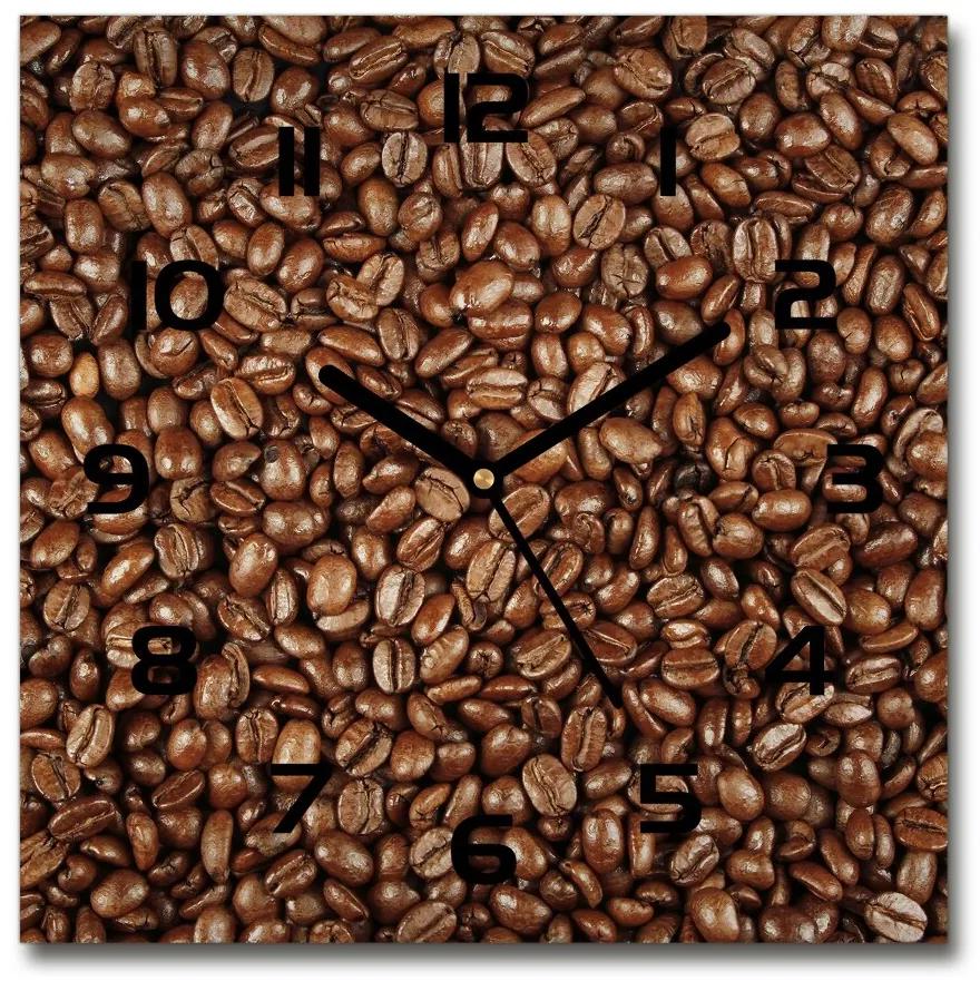 Wallmuralia Skleněné hodiny čtverec Zrnka kávy 30x30 cm