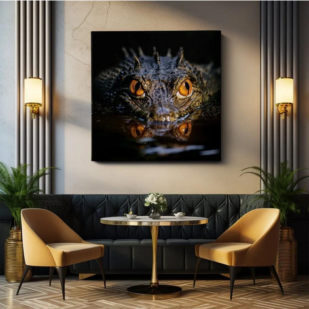 Obraz na plátně - Krokodýl skrytý ve vodě, Králové divočiny FeelHappy.cz Velikost obrazu: 60 x 60 cm