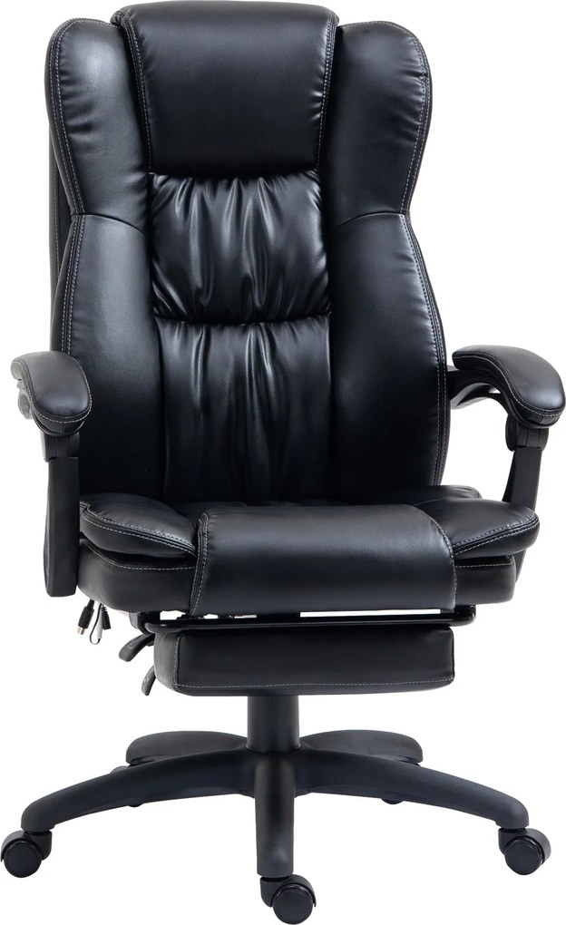Ergonomická kancelářská židle Vinsetto s funkcí masáže, sklopná kancelářská židle s výškovým nastavením, otočná exekutivní židle s podnožkou, dálkovým
