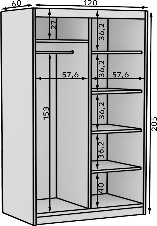 ADRK Furniture Posuvná skříň Delia 120