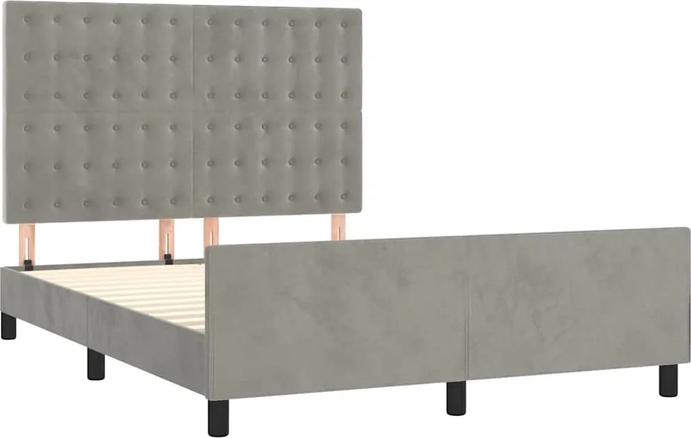 Rám postele bez matrace světle šedý 140 x 190 cm samet 3125995