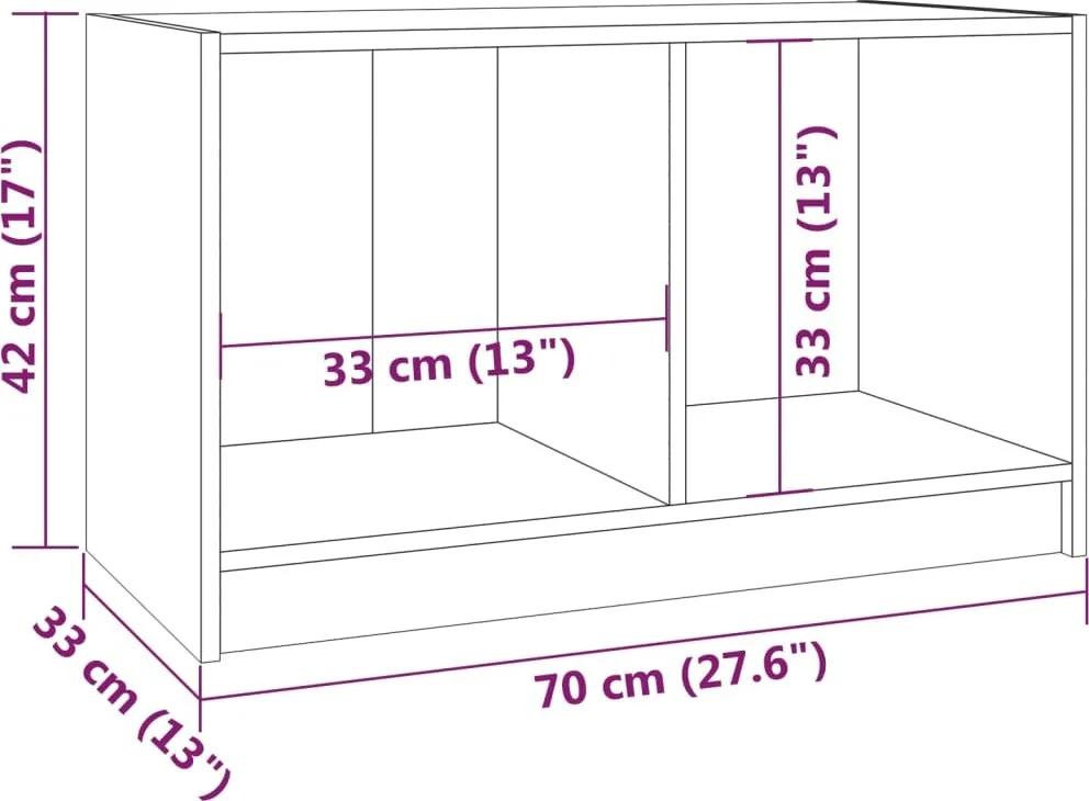 vidaXL TV stolek 70 x 33 x 42 cm masivní borové dřevo [809946] Barva: Šedá