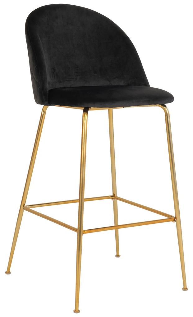 Nordic Experience Sametová barová židle Louis černá/mosazná
