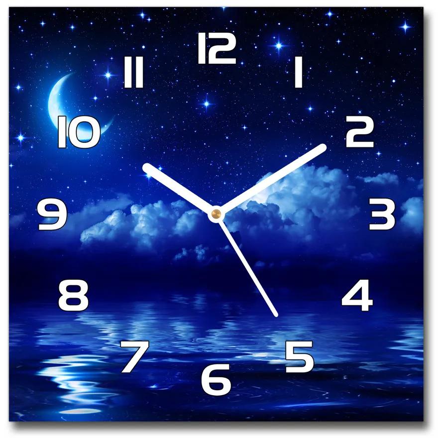 Wallmuralia Skleněné hodiny čtverec Noční nebe 30x30 cm