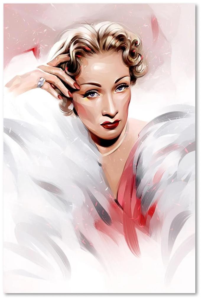 Gario Obraz na plátně Marlene Dietrichová v bílém kožichu - Dmitry Belov Rozměry: 40 x 60 cm