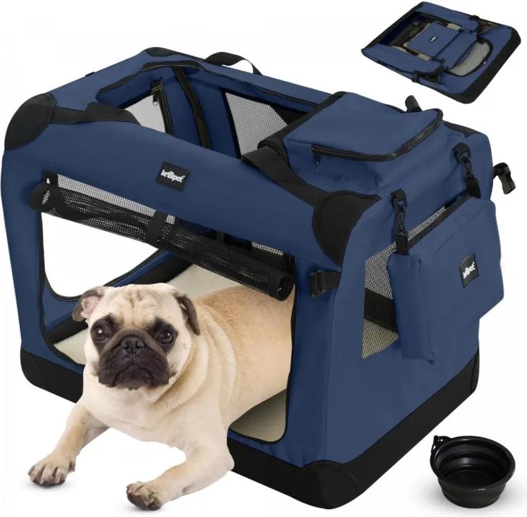 Leopet Přepravní box pro psy S, 49,5 x 34,5 x 35 cm, modrý