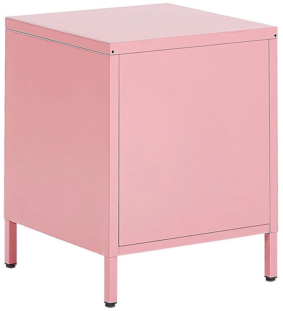 Ocelový noční stolek růžový MALAVI Beliani
