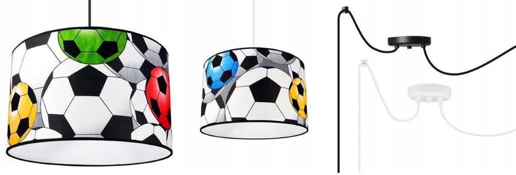 Dětské závěsné svítidlo Soccer Spider, 2x textilní stínítko se vzorem, (výběr ze 2 barev konstrukce)