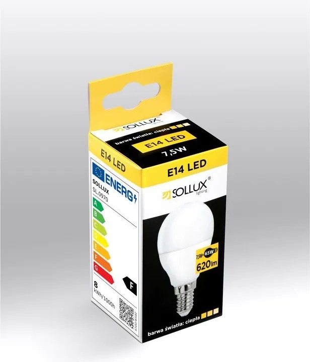 Teplá bílá LED žárovka E14, 7,5 W – Sollux